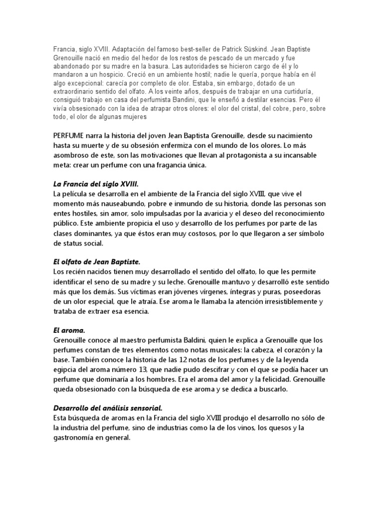 La búsqueda de la fragancia perfecta: la obsesión de Jean Baptiste ...