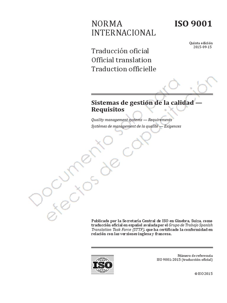 ISO 9001-2015 Sistemas de Gestión de La Calidad | PDF | Gestión de la calidad | Calidad (comercial)
