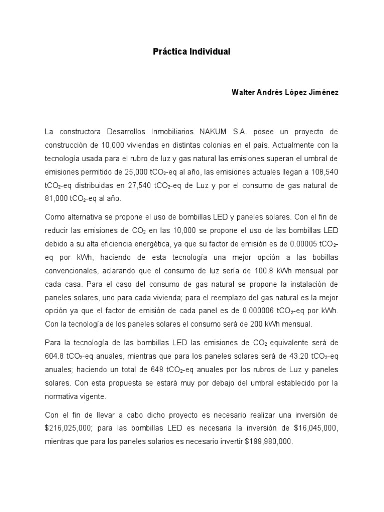 Práctica Individual Curso Bonos de Carbono | PDF | Intensidad de emisión | Diodo emisor de luz
