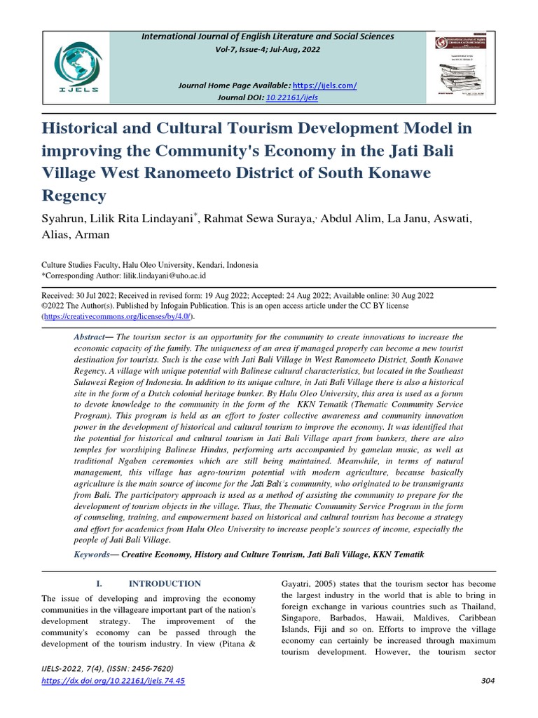 Historical and Cultural Tourism Development Model in Improving The ...