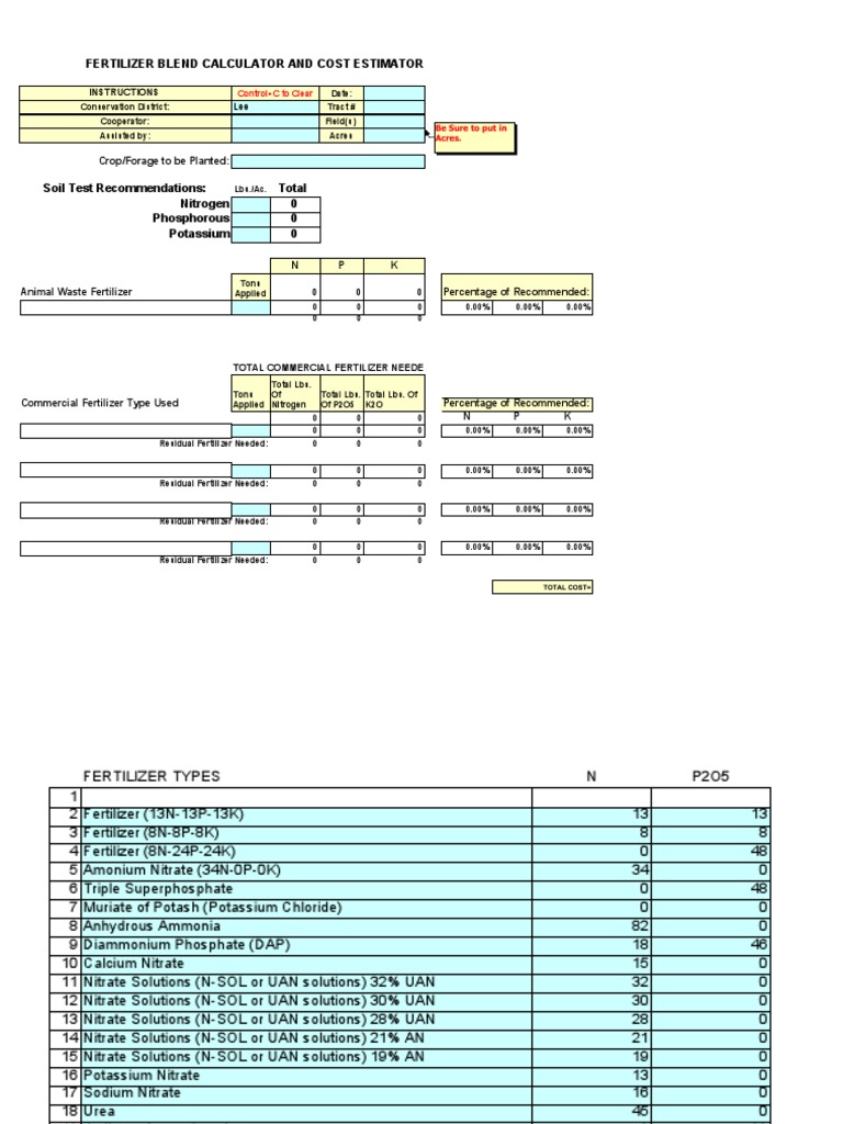 Fertilizer Calculator | PDF | Fertilizer | Materials