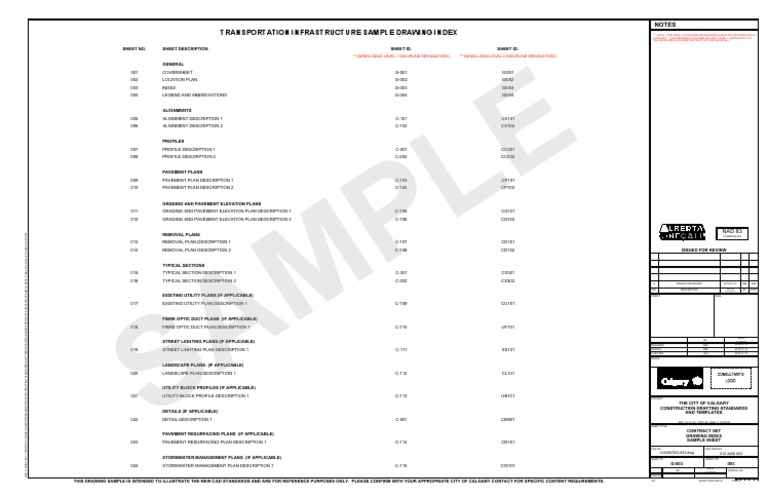 Drawing Index Sample Pdf 