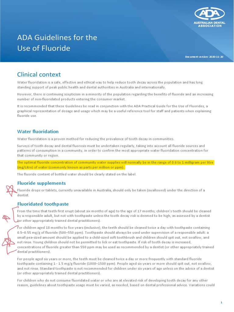 ADA Fluoride Guidelines Overview | PDF | Clinical Medicine | Dentistry