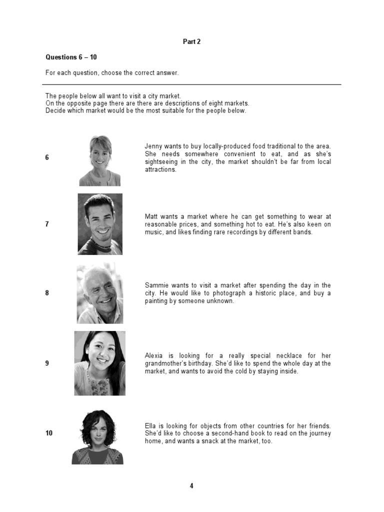 B1 Preliminary 2020 Sample Tests Reading - Question Paper | PDF | Lunch