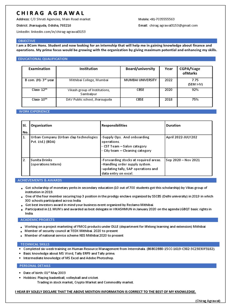 Chirag Agrawal Resume 30.07.22 | PDF | Economies Chirag Agrawal Resume 30.07.22 | PDF | Economies