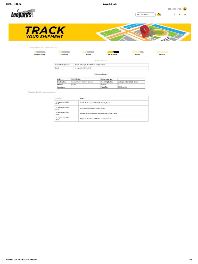 Leopards Courier | PDF | Freight Transport | Supply Chain Management