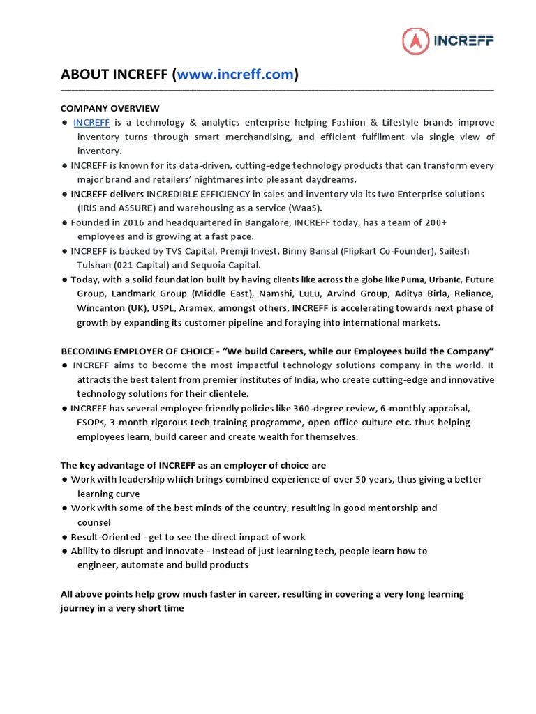 About Increff - 2022 | PDF | Employment | Business