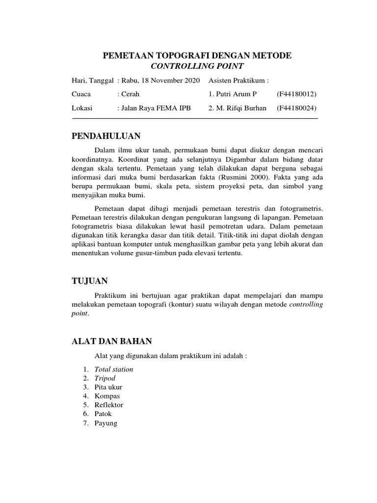 Pemetaan Topografi Dengan Metode Controlling Point | PDF