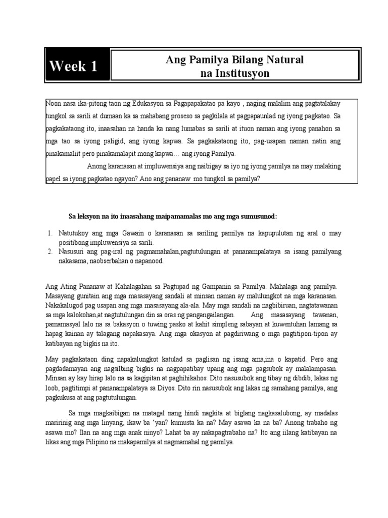 ESP8 Week 1-2 LESSON | PDF