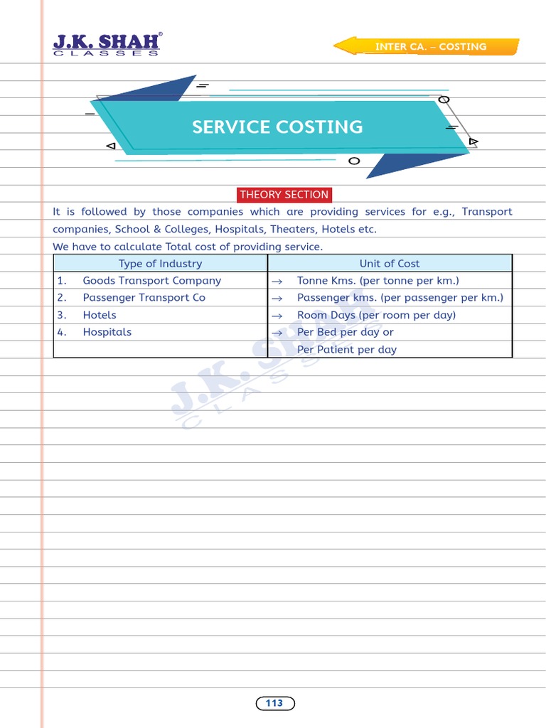 07 Service Costing | PDF | Bus | Teachers