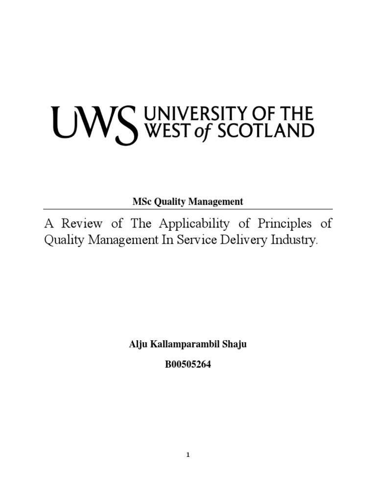 A Review of The Applicability of Principles of Quality Management in ...