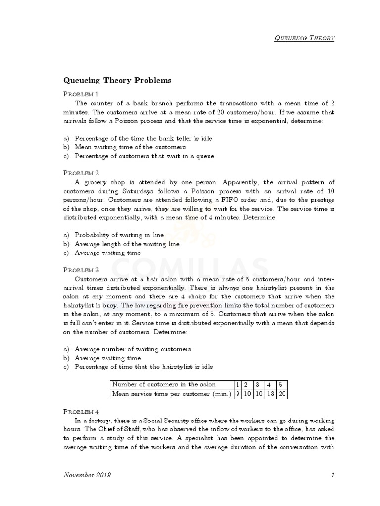 Queueing Theory Problems | PDF