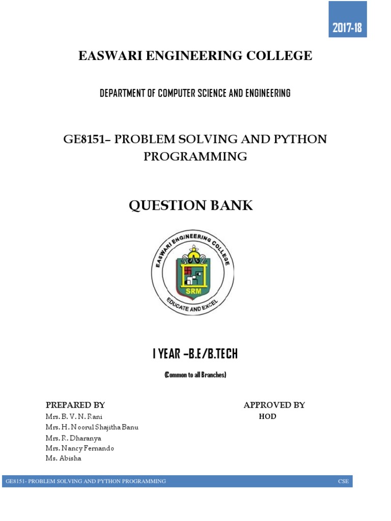 Python Question Bank Cse Pdf Programming Computer Program 