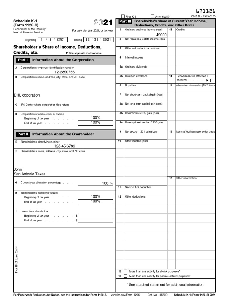SCH k-1 of 1120s Case Study | PDF | Alternative Minimum Tax | Tax Deduction SCH k-1 of 1120s Case Study | PDF | Alternative Minimum Tax | Tax Deduction