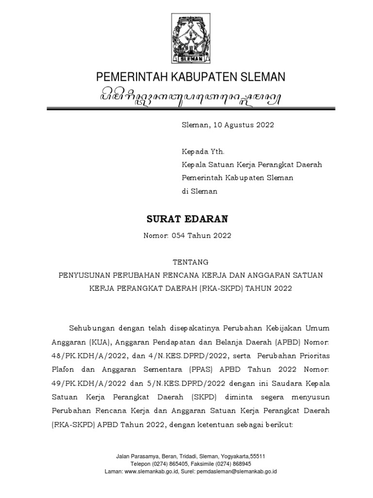 Instruksi Penyusunan Perubahan RKA Tahun 2022 | PDF | Pengelolaan ...