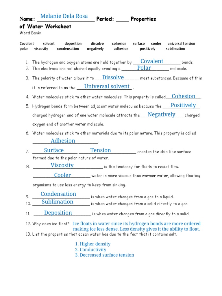 Water PROPERTIES | PDF | Water | Chemical Polarity