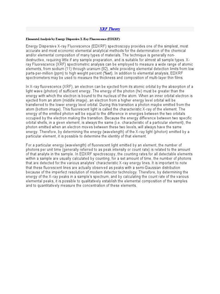 XRF Theory | PDF | Energy Dispersive X Ray Spectroscopy | Scientific ...