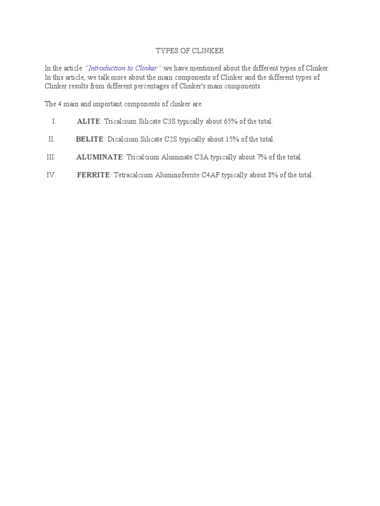 Types of Clinker | PDF | Cement | Composite Material