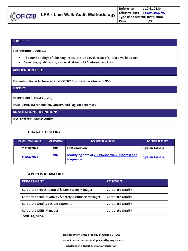 Line Walk Audit Methodology | Download Free PDF | Audit | Internal Audit