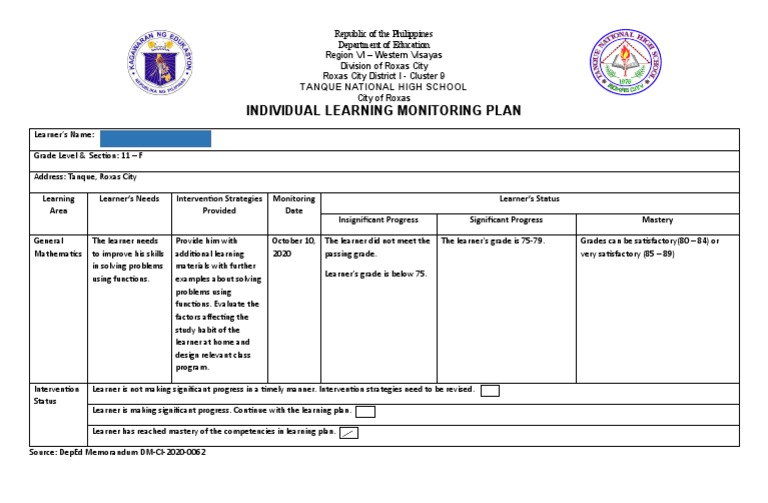 Individual Learning Plan | PDF | Learning | Education Theory