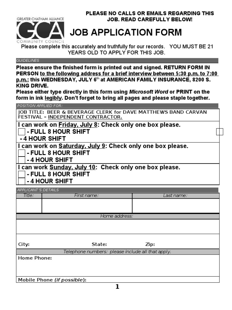 Gca Job Application Form | PDF | Employment | Government