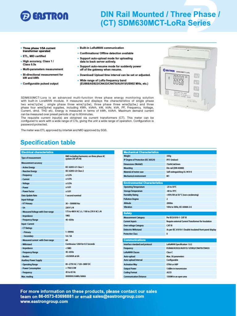 SDM630MCT-LoRa Series Datasheet | PDF