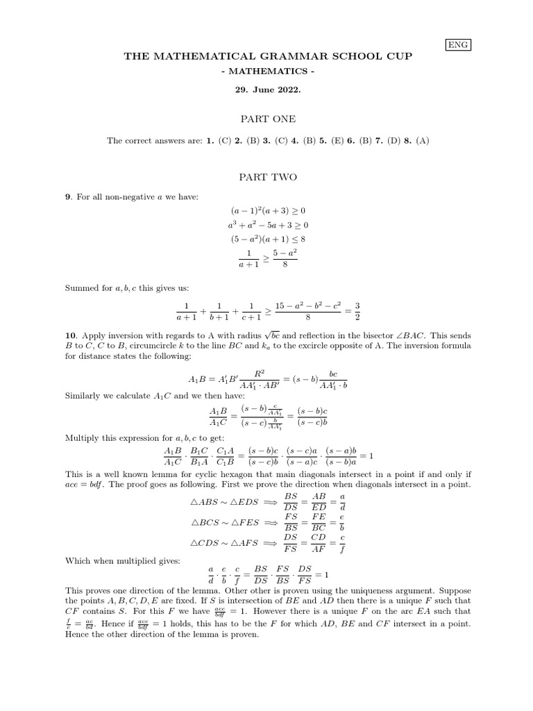 Math Competition Solutions | PDF | Mathematics | Geometry