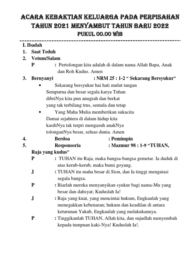 Acara Kebaktian Keluarga 2021 00.00 Wib | PDF Acara Kebaktian Keluarga 2021 00.00 Wib | PDF