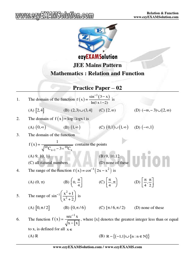 Math Practice: Relations & Functions | PDF | Function (Mathematics) | Mathematical Logic