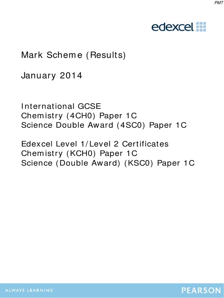 January 2014 MS - Paper 1C Edexcel Chemistry IGCSE | PDF | Reaction ...