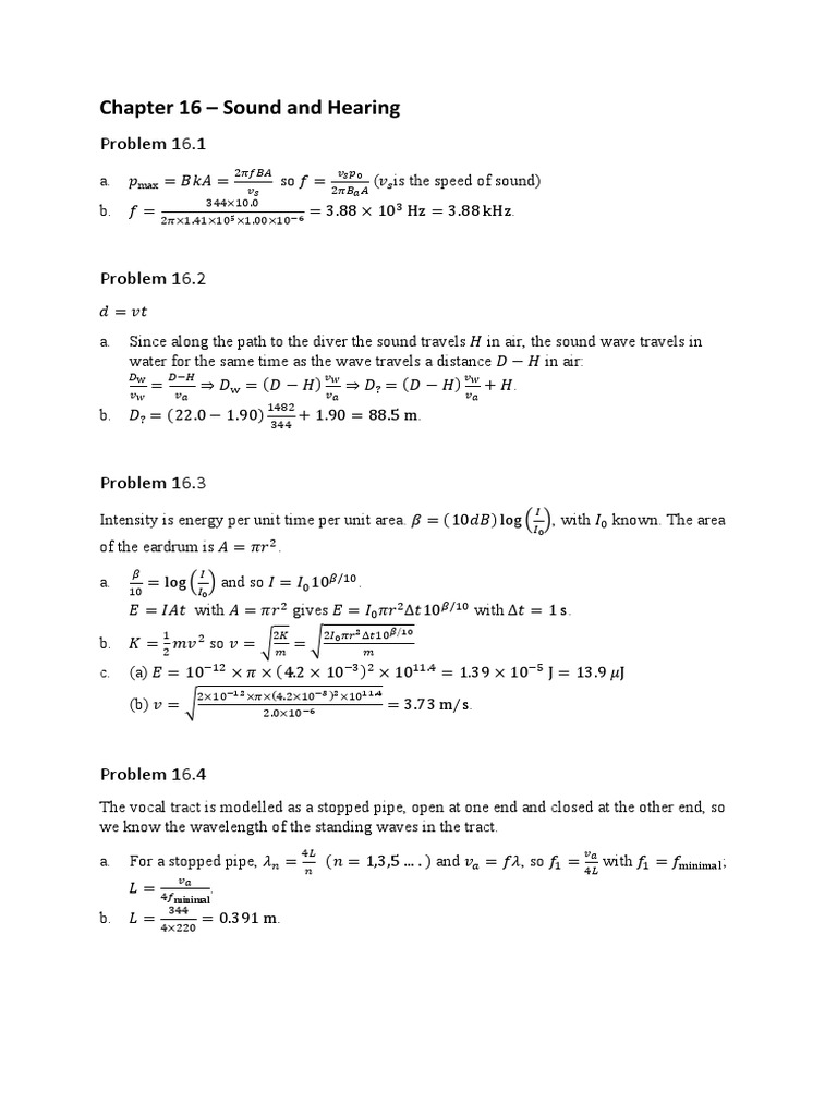 Solutions Chapter 16 | PDF | Sound | Wavelength