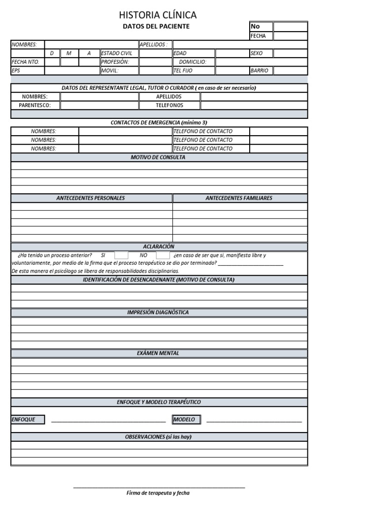Formato de Historia Clinica | PDF