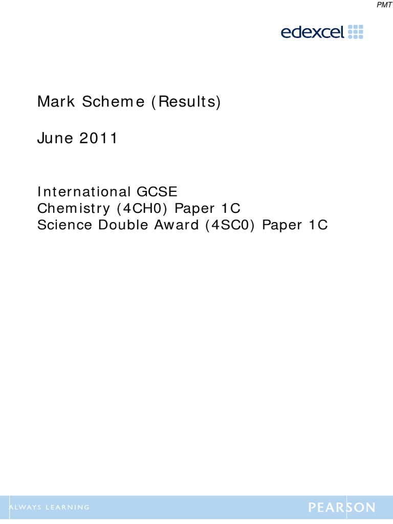 June 2011 MS - Paper 1C Edexcel Chemistry IGCSE | PDF | Ion | Hydroxide
