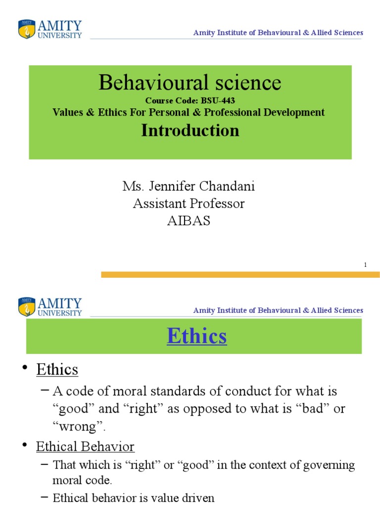 Module 1 -Values & Ethics for Personal & Professional Development | PDF | Morality | Behavior
