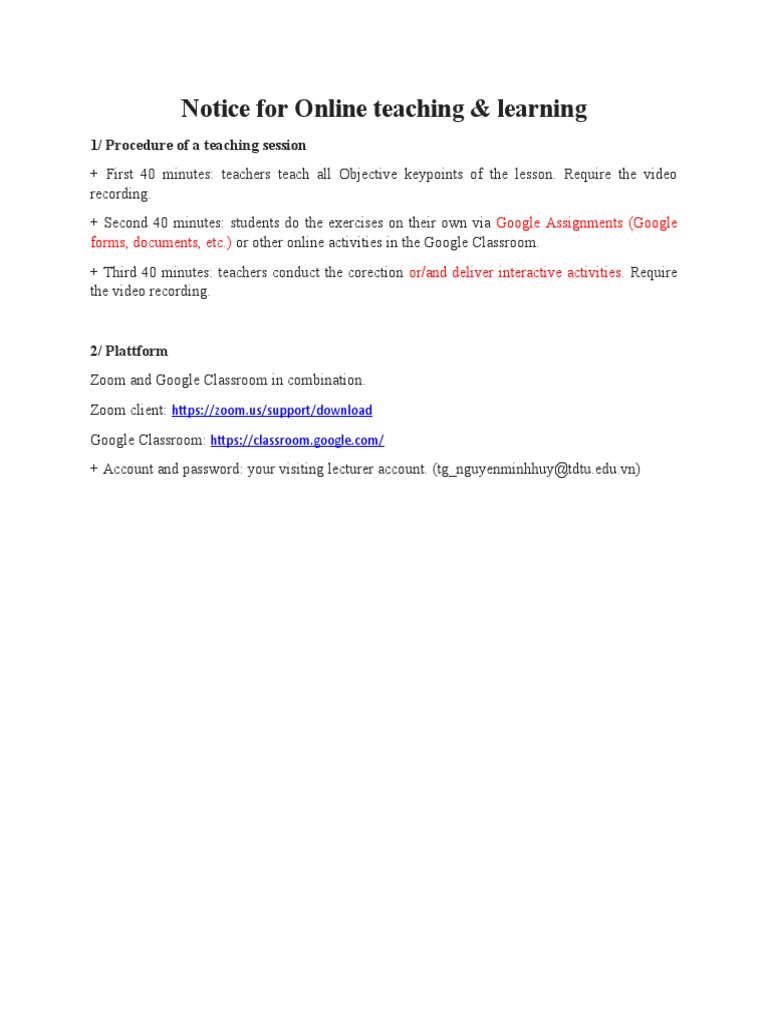 Notice For Online Teaching & Learning | PDF | Educational Technology ...