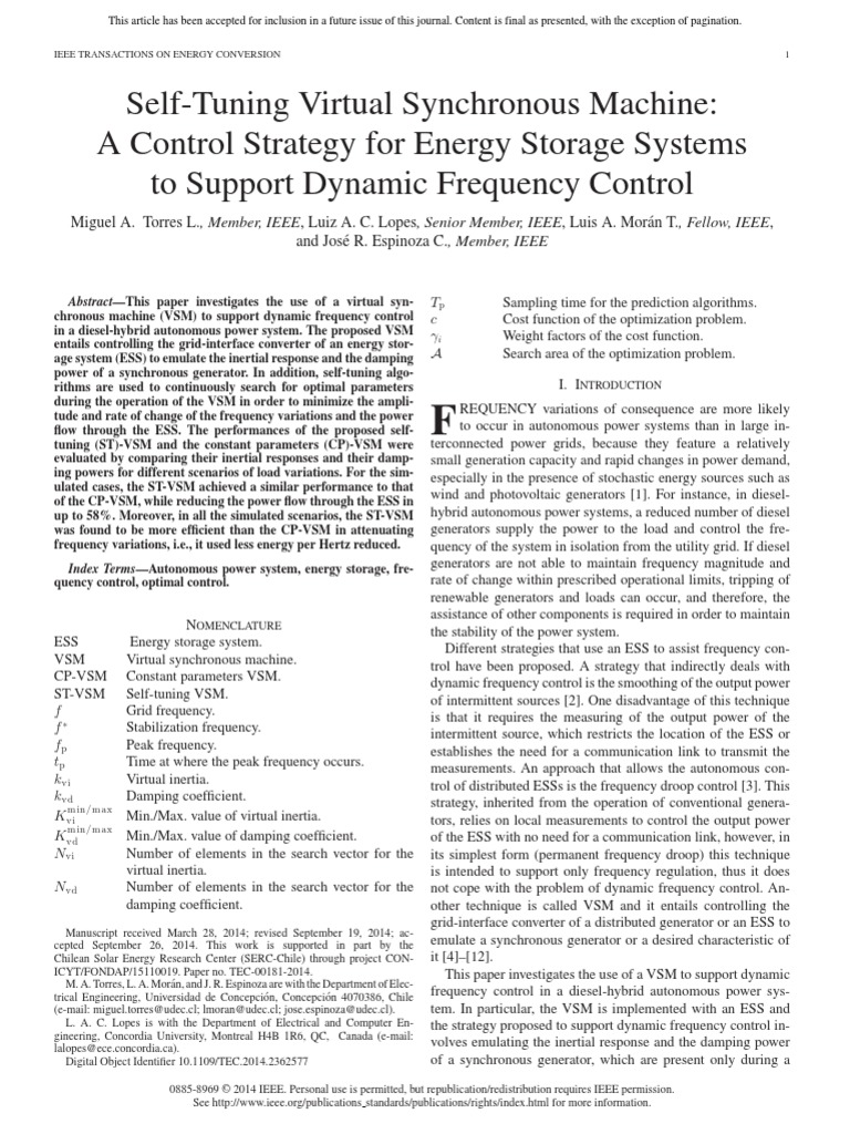 15 Self Tuning Virtual Synchronous Machine A Control Strategy For ...