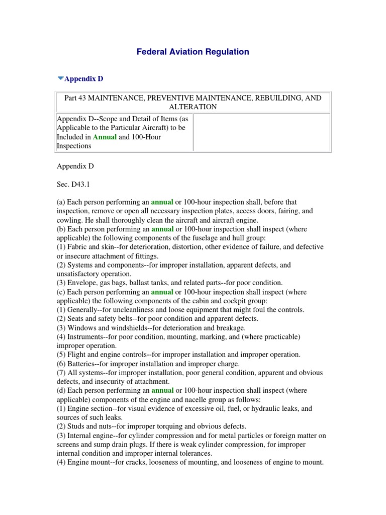 Annual Inspection Checklist | PDF | Manufactured Goods | Aviation