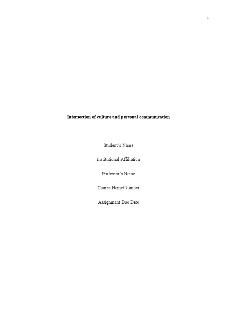 Intersection of Culture and Personal Communication | PDF ...