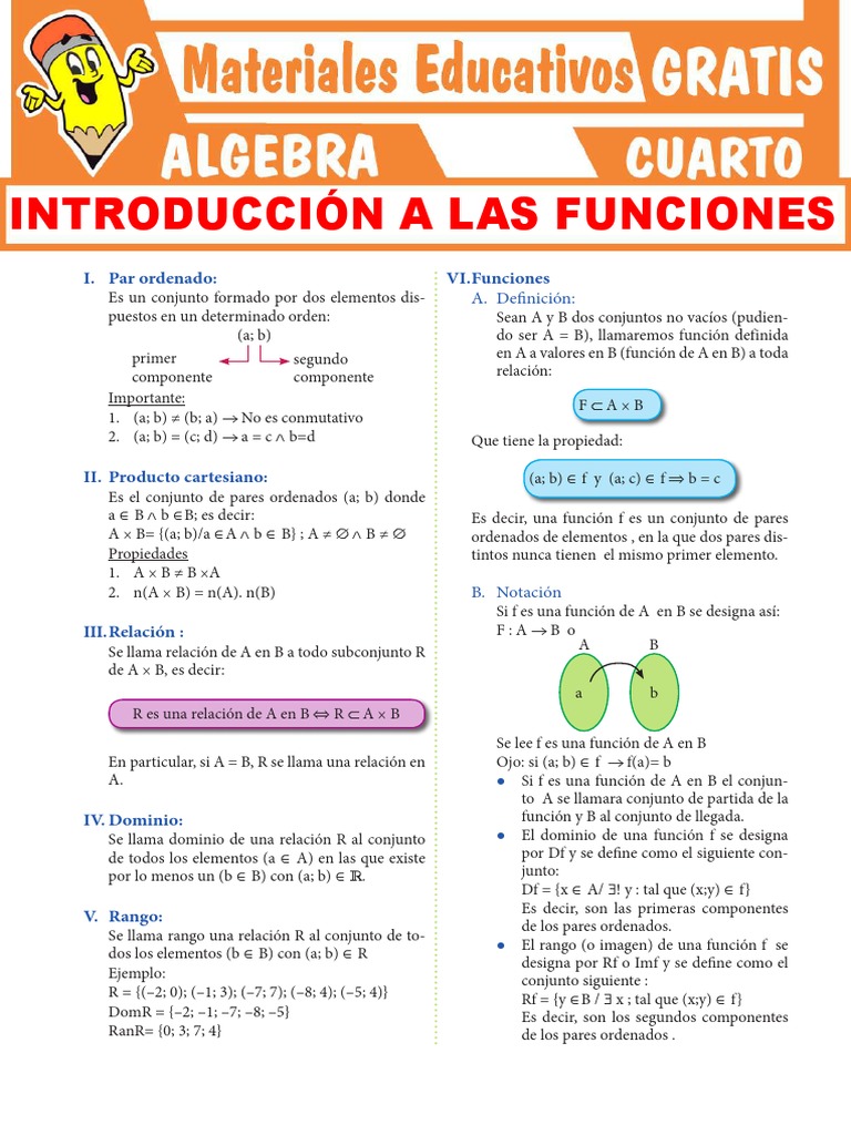 Introducción A Las Funciones Para Cuarto Grado De Secundaria