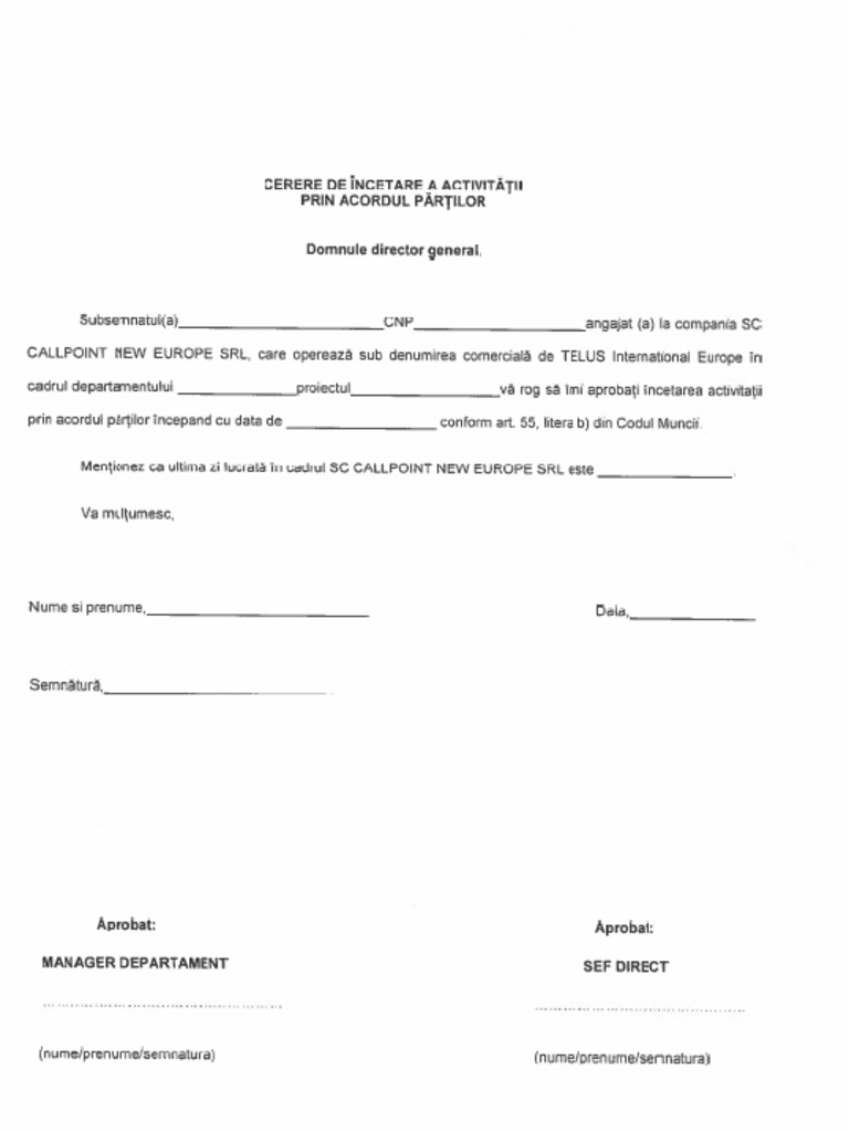 Cerere de Incetare 55b | PDF