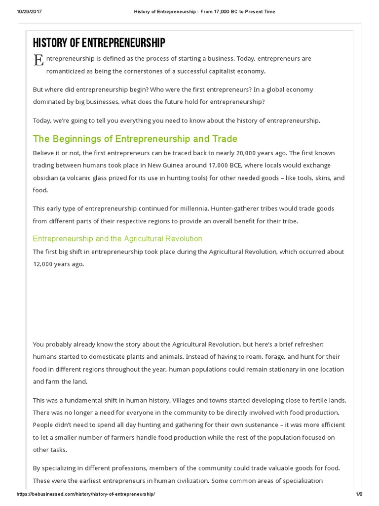 Timeline of Entrepreneurship History | PDF | Entrepreneurship ...