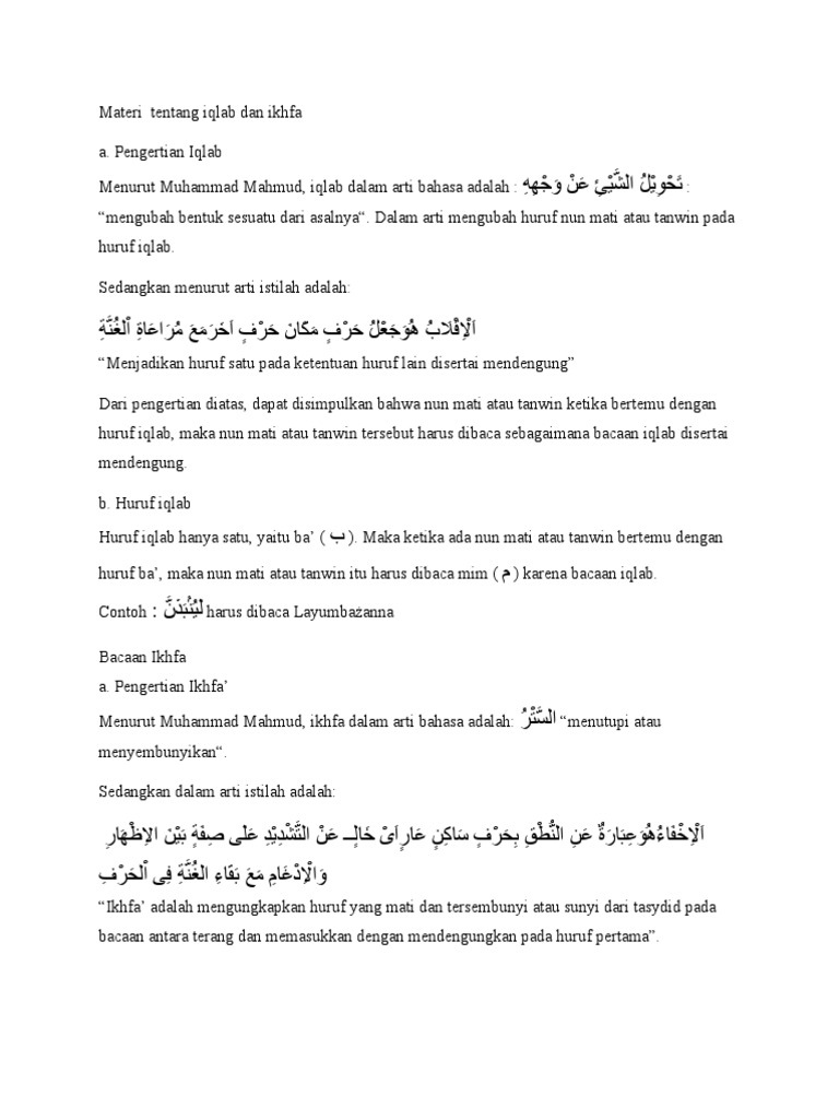 Materi Tentang Iqlab Dan Ikhfa | PDF