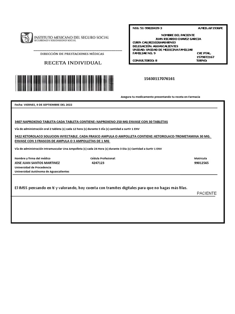 Receta Imss Plantilla | PDF | Farmacia | Programas sociales