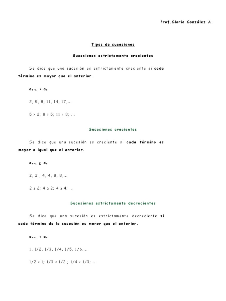 Tipos de Sucesiones | PDF | Secuencia | Enseñanza de matemática