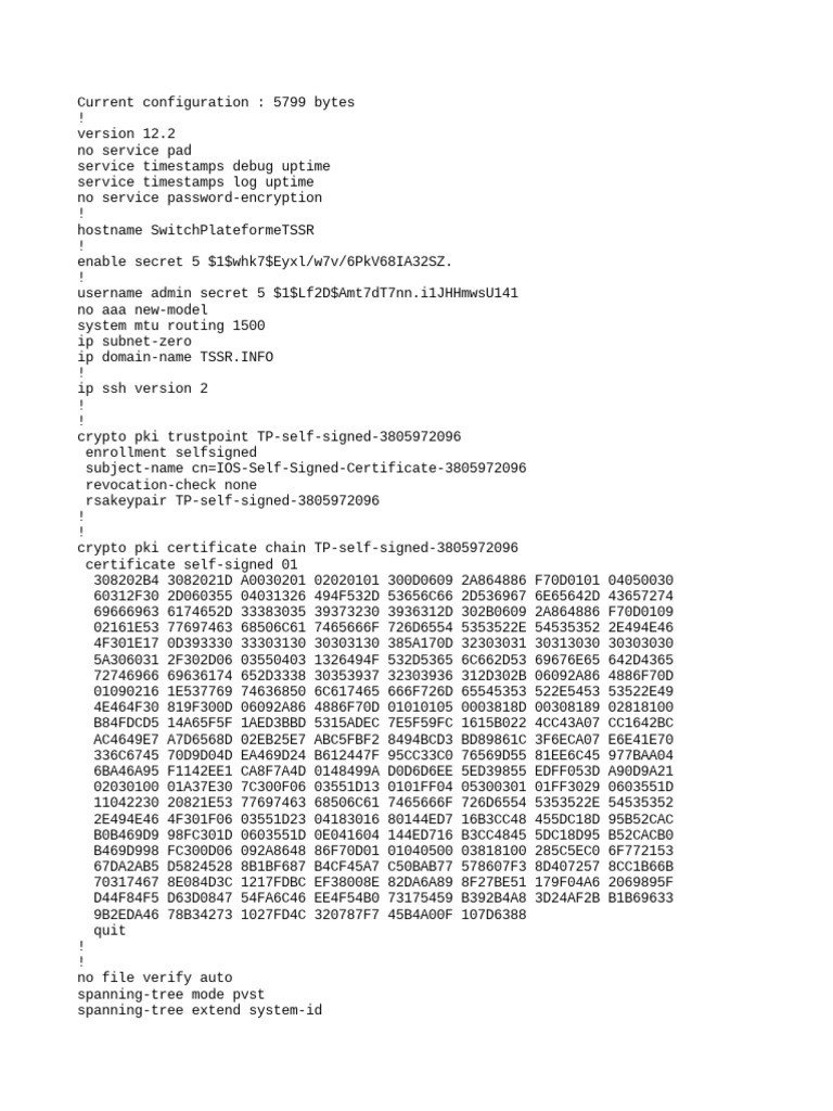 Configuration Switch Plateforme TSSR | Download Free PDF | Ip Address | Internet Protocols