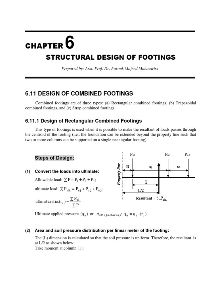 Chapter 6 Design of Combined Footings | PDF | Building Engineering | Structural Engineering