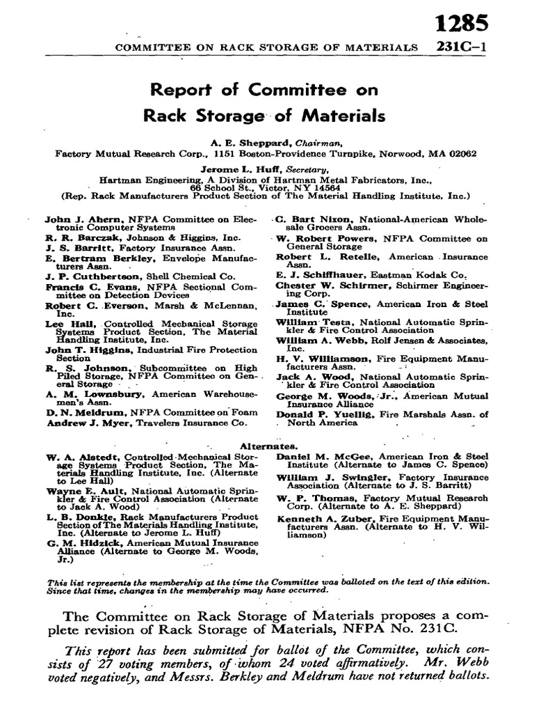 NFPA 231C: Rack Storage Standards | PDF | Fire Sprinkler System | Pallet