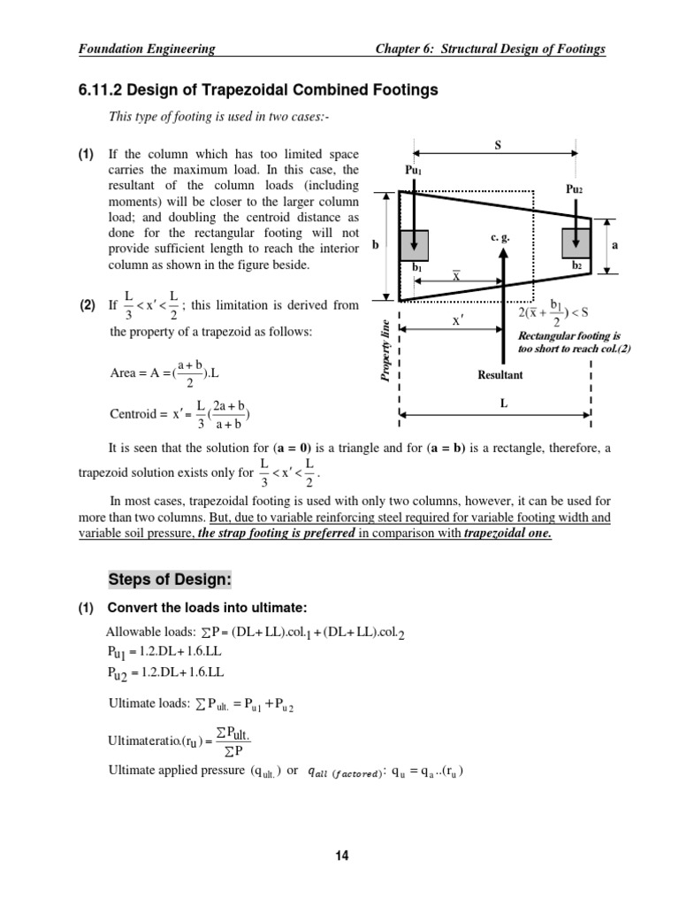 Trapezoidal Combined Footing Design Guide | PDF | Rectangle | Column
