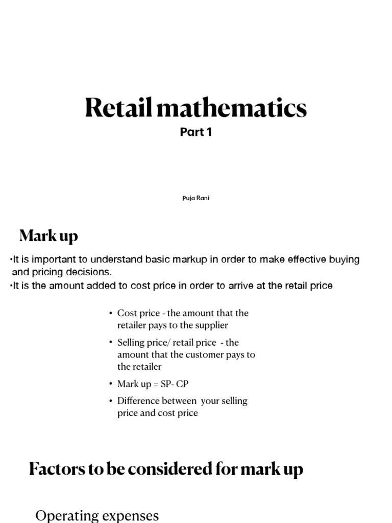 Understanding Retail Markup Basics | PDF | Gross Margin | Merchandising