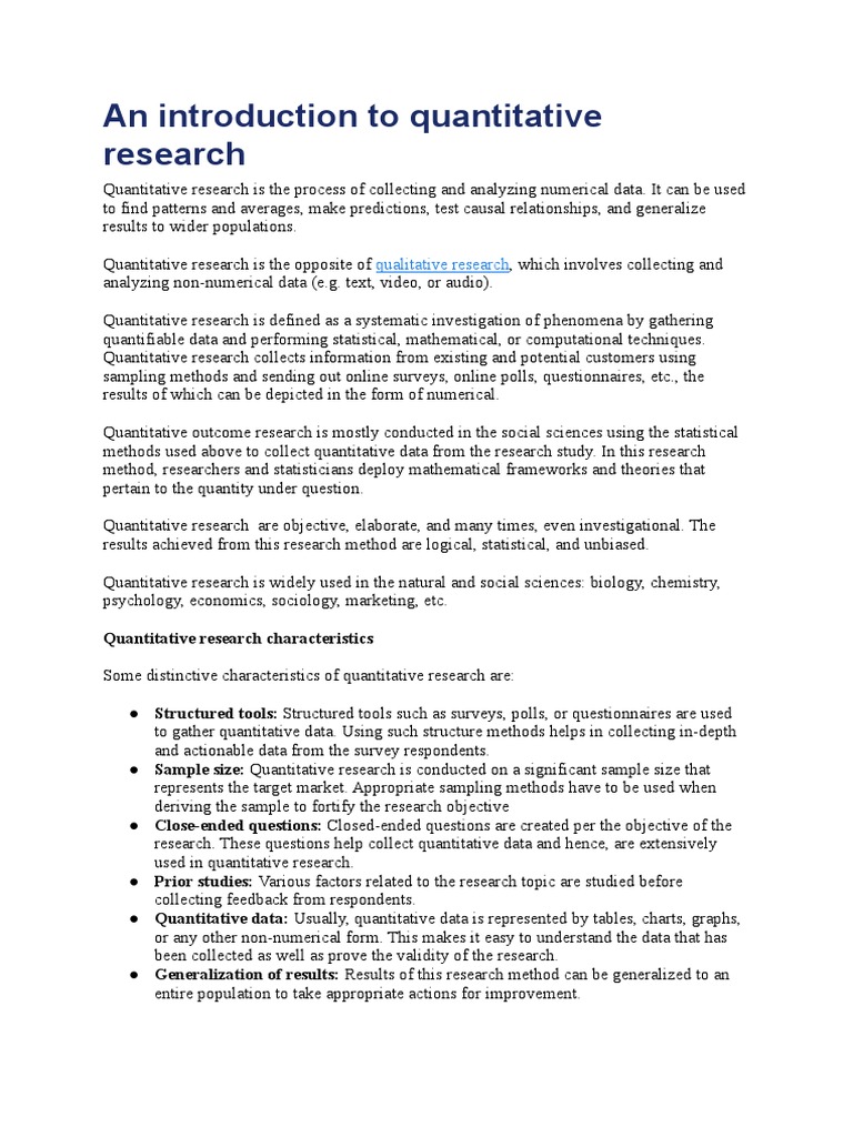 An Introduction To Quantitative Research 1 | Download Free PDF ...
